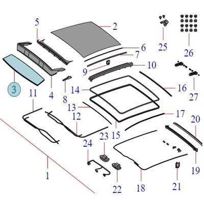 14-19 MERCEDES BENZ CLA-CLASS (117) FRONT SUNROOF GLASS (STATIONARY)