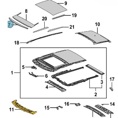 16-22 LEXUS RX 350 / 350L / RX 450H / 450HL FRONT PANORAMIC GLASS PANEL #1